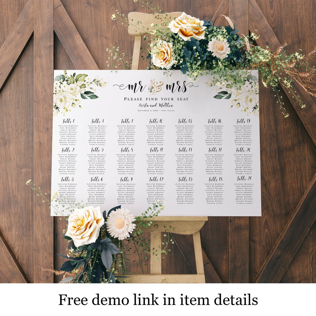 Seating Chart Poster Template, Templett Sign, Your Seat Awaits, Instant ...