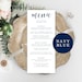 Navy Wedding Menu Template Navy Menu Cards Navy Blue Menu Ideas Wedding ...