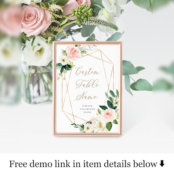 Custom Table Names Unlimited DIY Sign Template Templett - Etsy