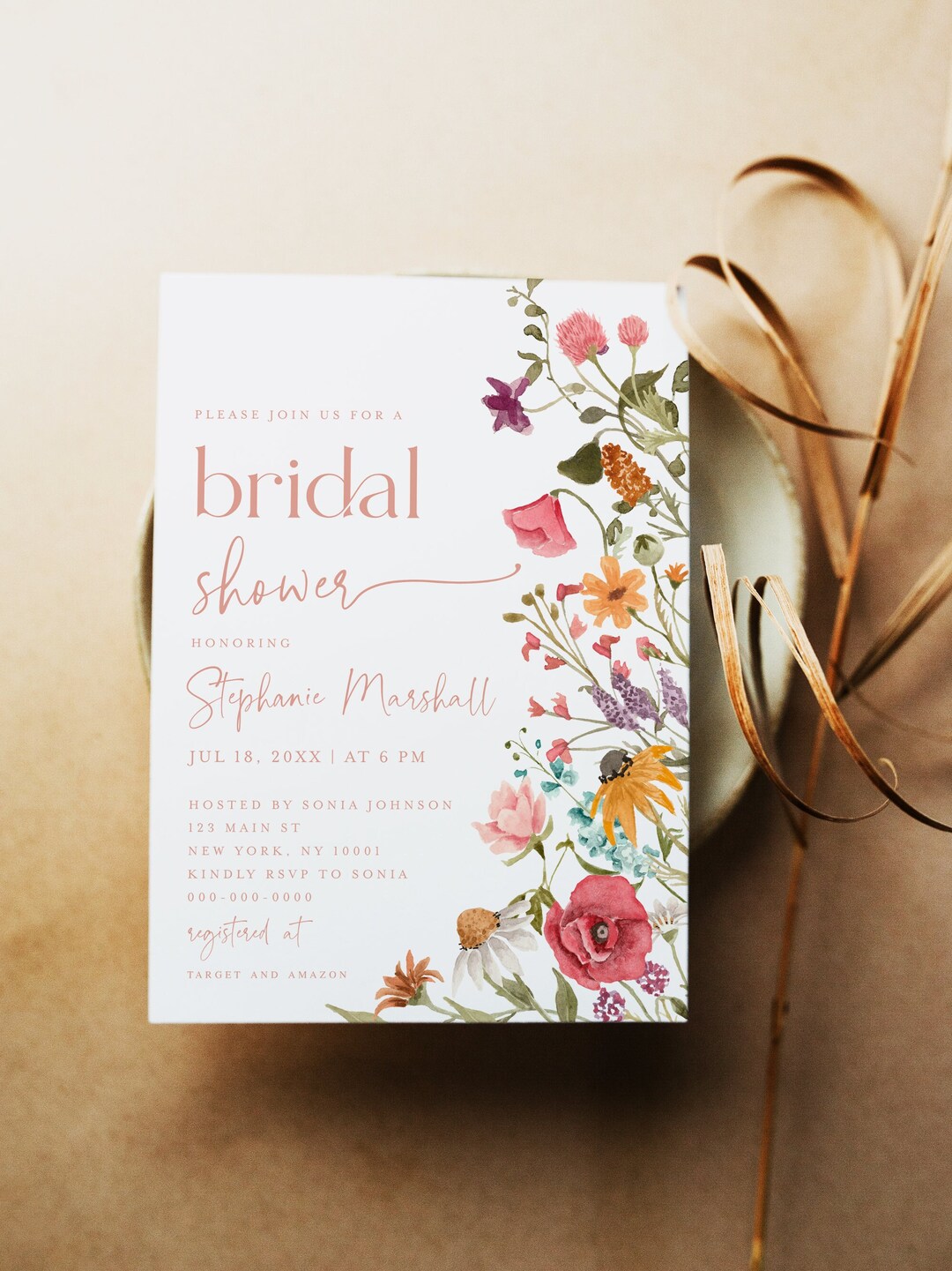 Simple Bridal Shower Invitation Template, Invite, Templett, Try Before ...