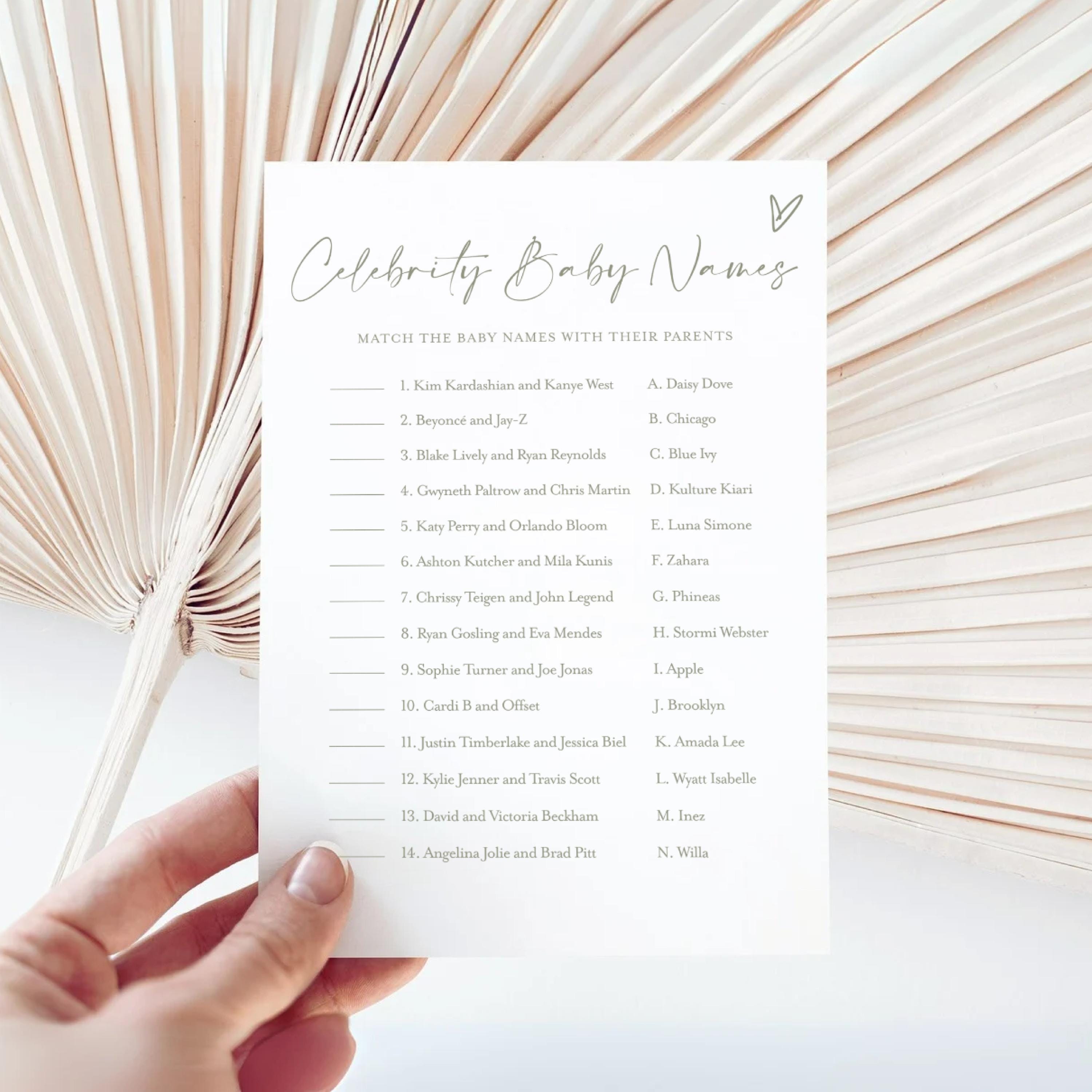 Guess the Celebrity Baby Shower Game, Editable Celebrity Baby Name Game ...