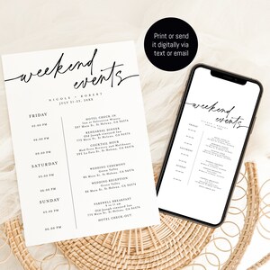 Wedding Events Card, Itinerary Template, Fully Editable Wedding ...