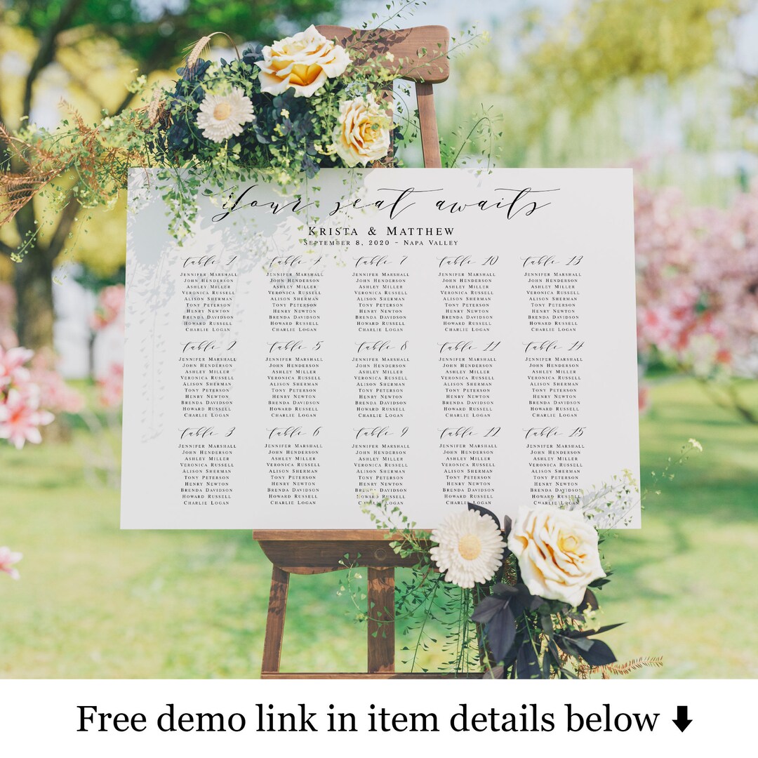 Seating Chart Poster Template, Templett, Your Seat Awaits, Printable ...