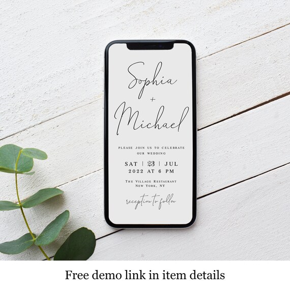 Electronic Invitation Template Text Message Evite Cell Phone | Etsy