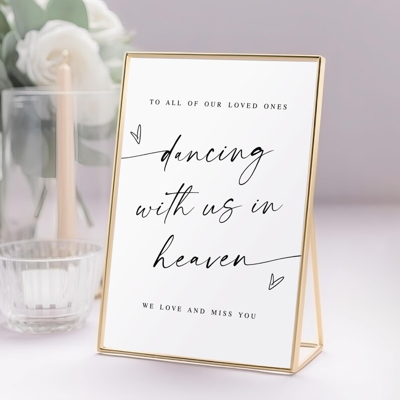 Dancing in Heaven Sign, Wedding Memorial Sign, Dancing With Us in ...