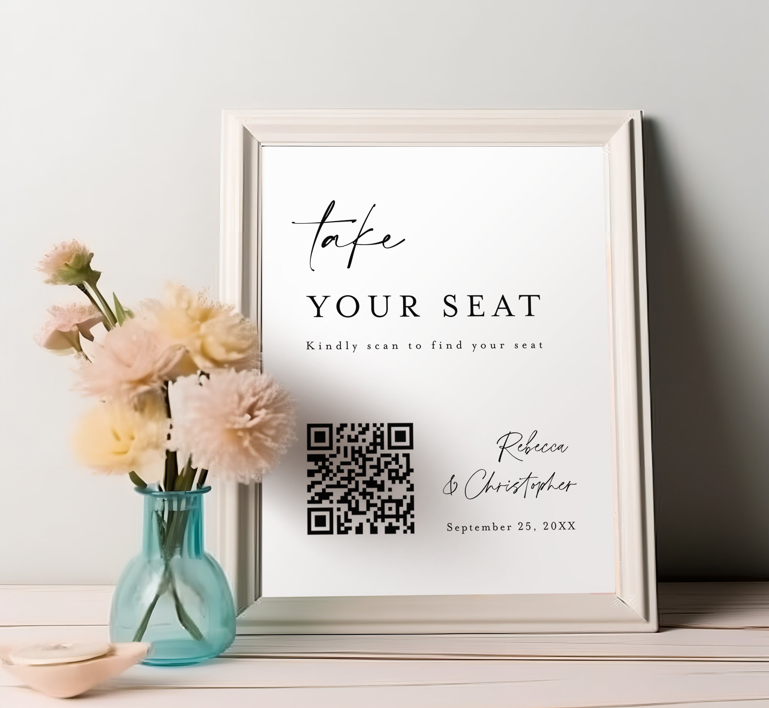 QR Code Seating Chart Sign, Wedding QR Code Sign, Seating Chart Welcome ...