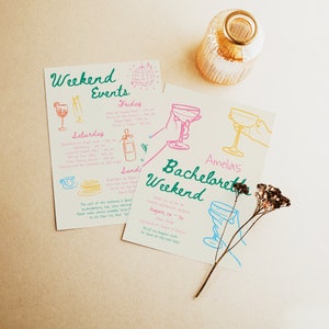 Hen Weekend Itinerary, Hand Drawn Scribble Cocktail Invitation, Hen ...