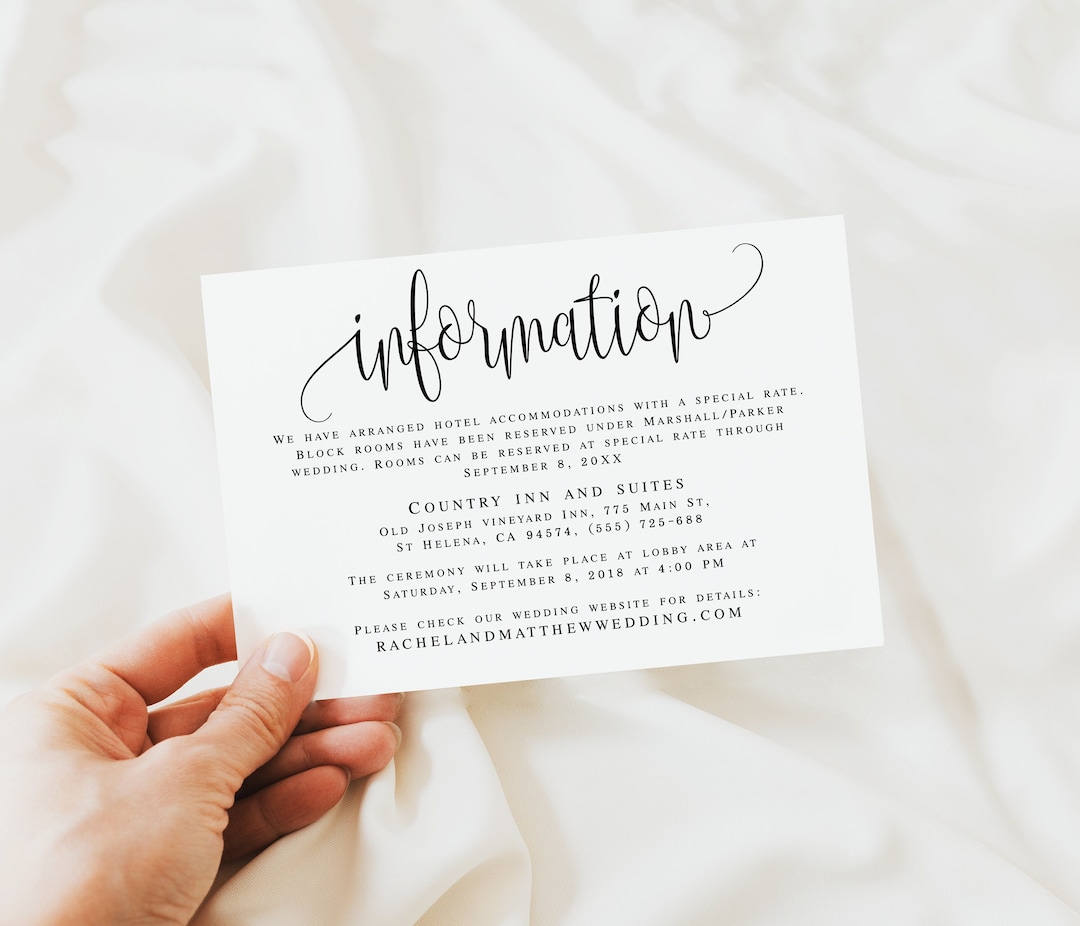 Wedding Information Template Information Card Wedding Information Card ...