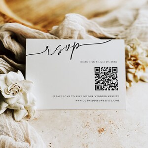 QR Code RSVP Card, Online Reply Card Template, Fully Editable ...