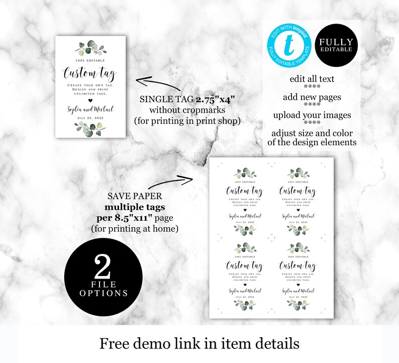 Printable Tag Template 100% Editable Text Personalized Your | Etsy