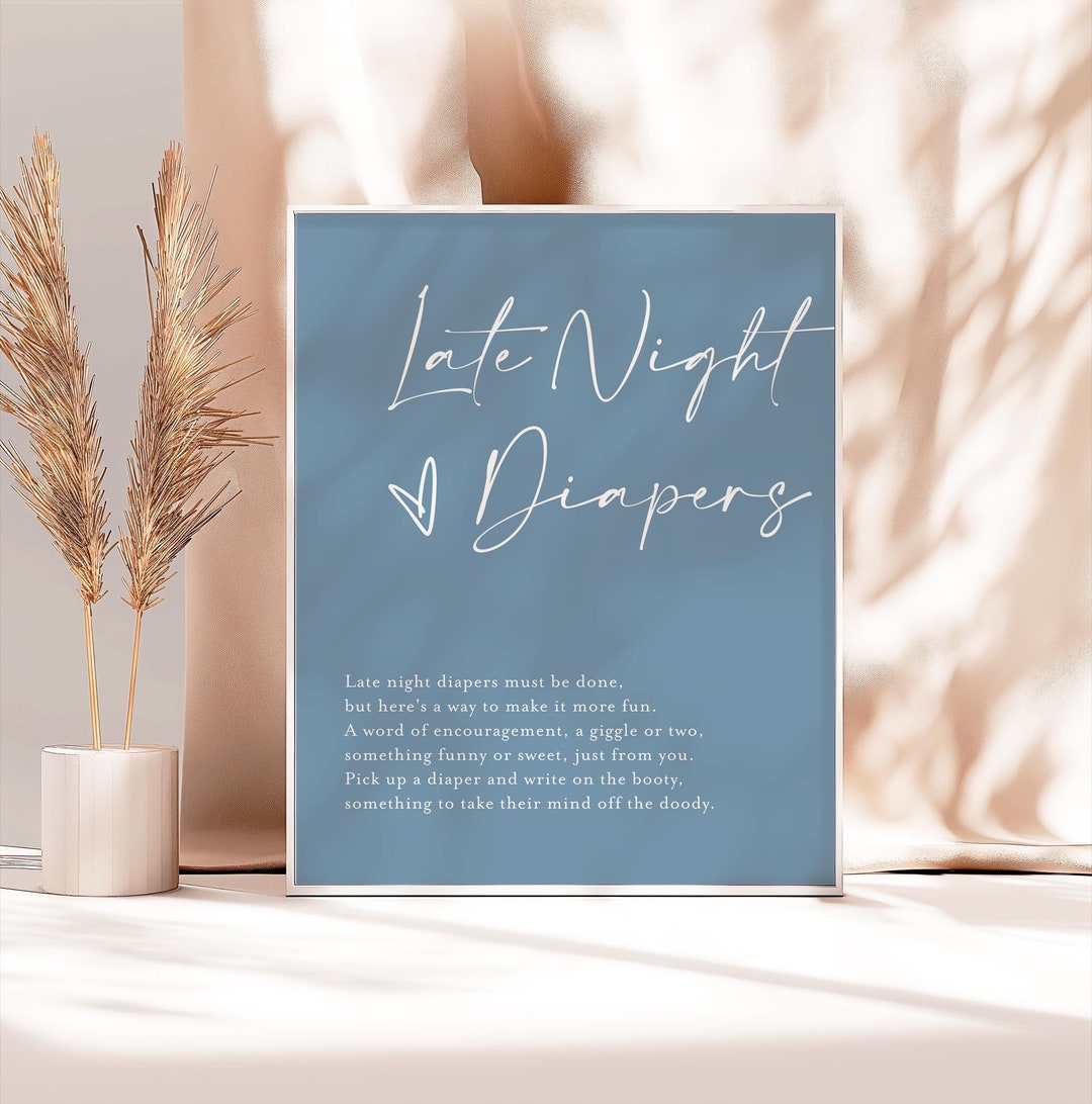 Late Night Diapers Game, Printable Late Night Diapers Message Sign ...