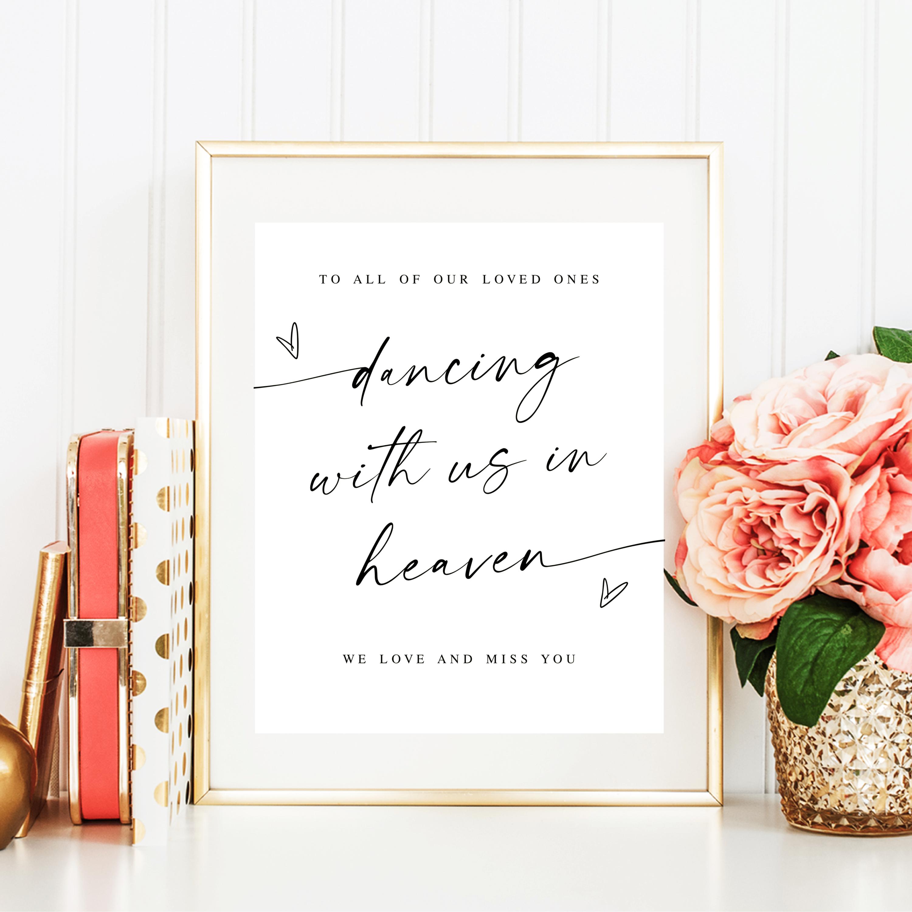Dancing in Heaven Sign, Wedding Memorial Sign, Dancing With Us in ...