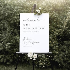 Wedding Welcome Sign Template, Minimalist Welcome to Our Beginning Sign ...