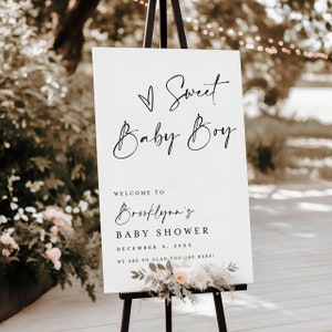Boy Baby Shower Welcome Sign, Sweet Baby Boy, Hello Baby Welcome Sign ...