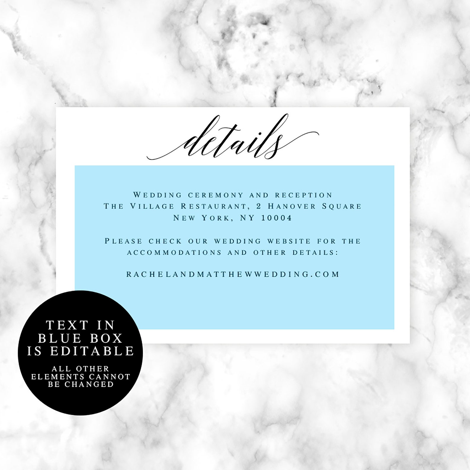 Wedding Details Card Template Wedding Details Card Insert - Etsy