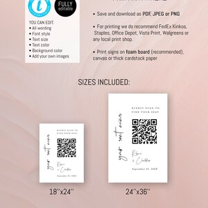 QR Code Seating Chart Sign, Wedding QR Code Sign, Seating Chart Welcome ...