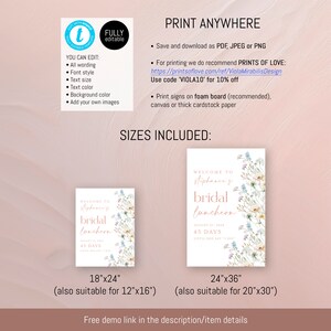 Bridal Luncheon Sign, Editable Bridal Luncheon Welcome Sign, Printable ...