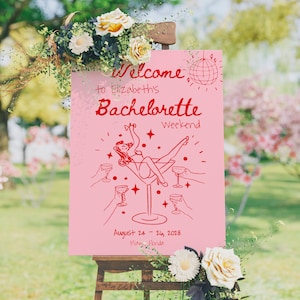 Hand Drawn Bachelorette Weekend Welcome Sign Template, Quirky Funky ...