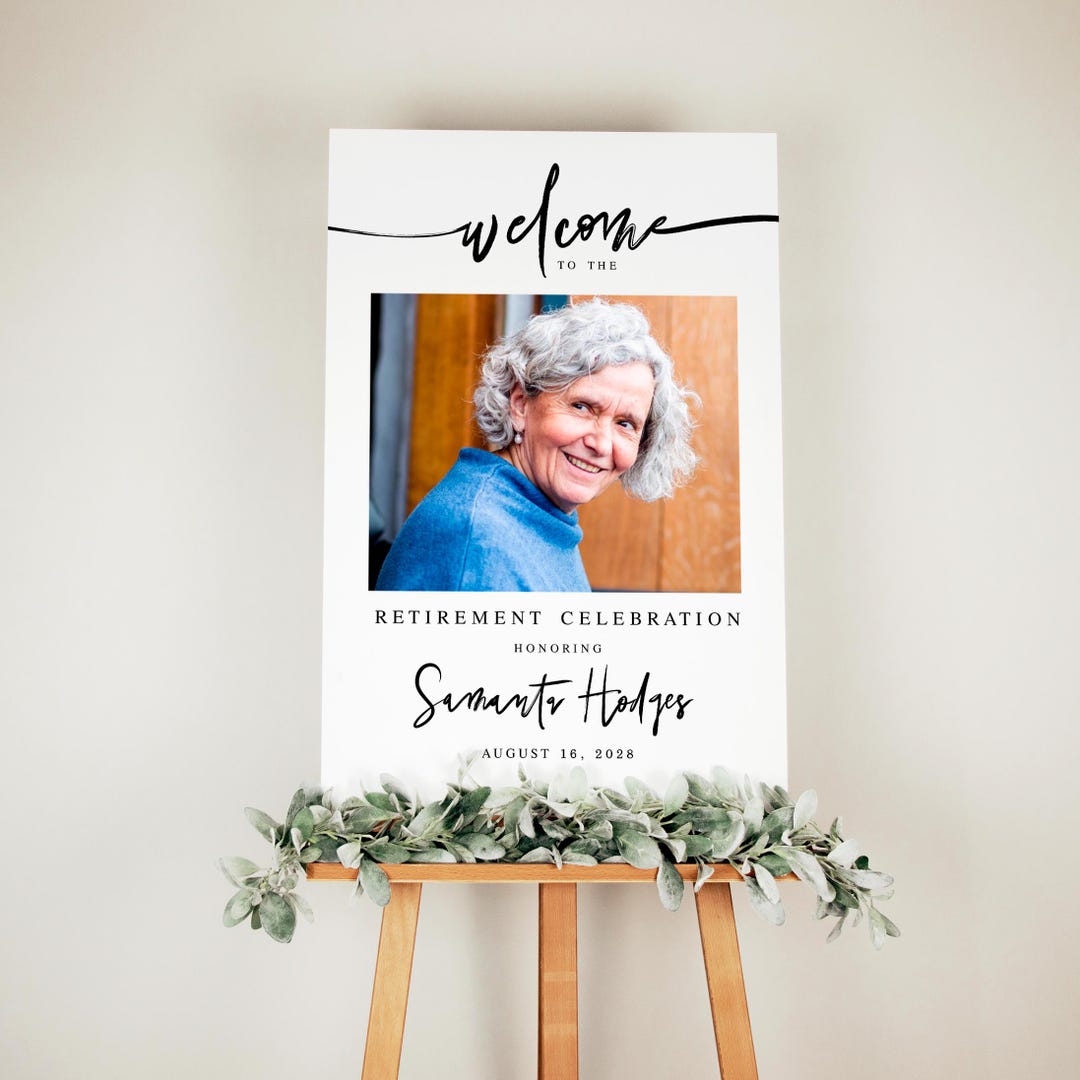 Retirement Party Welcome Sign With Photo, Personalized Printed Poster ...