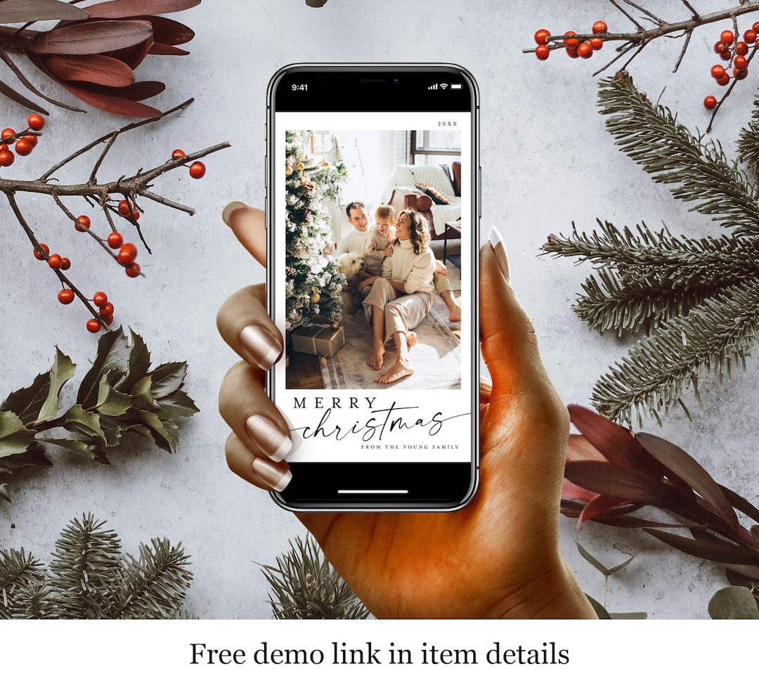 Electronic Merry Christmas E Card Template, 100% Editable, Text Message ...