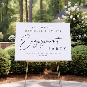 Engagement Sign, Engagement Party Welcome Sign Template, Modern ...