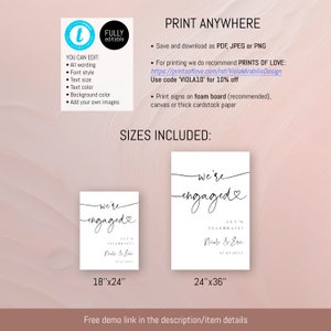 Engagement Sign, Printable We Are Engaged Sign, Simple Engagement Party ...