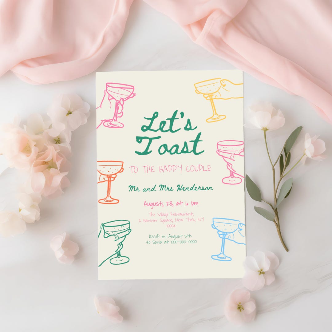 Hand Drawn Engagement Party Invitation, Hand Drawn Wedding Invite ...