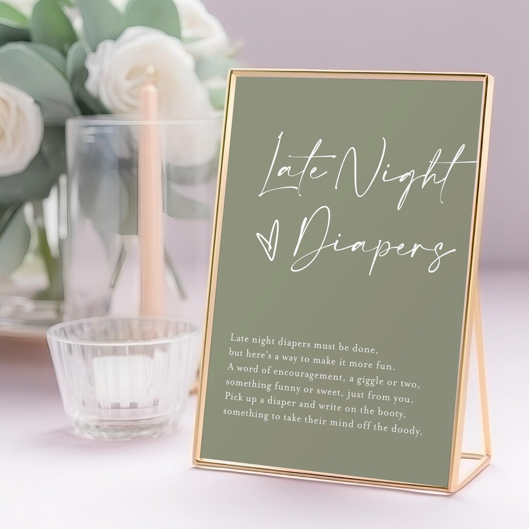 Late Night Diapers Game, Printable Late Night Diapers Message Sign ...