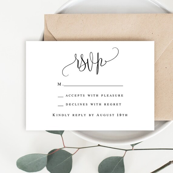Wedding Rsvp Card Wedding Rsvp Printable Template Enclosure Etsy
