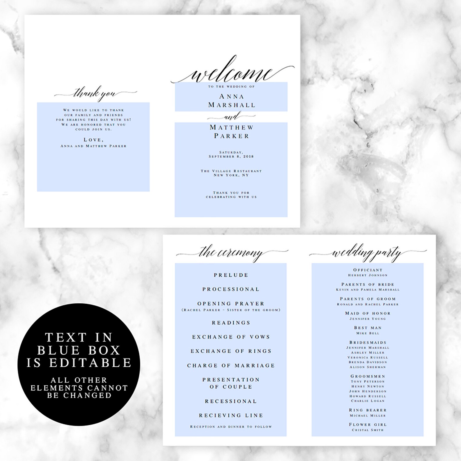 Folded Wedding Program Template Folded Wedding Program - Etsy