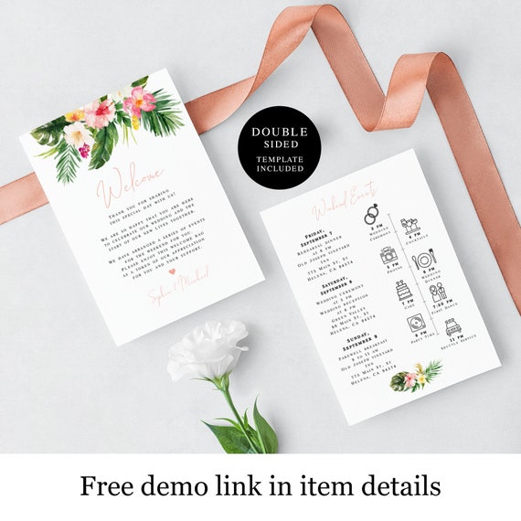 Hotel Welcome Letter Template Itinerary Try Before You Buy | Etsy