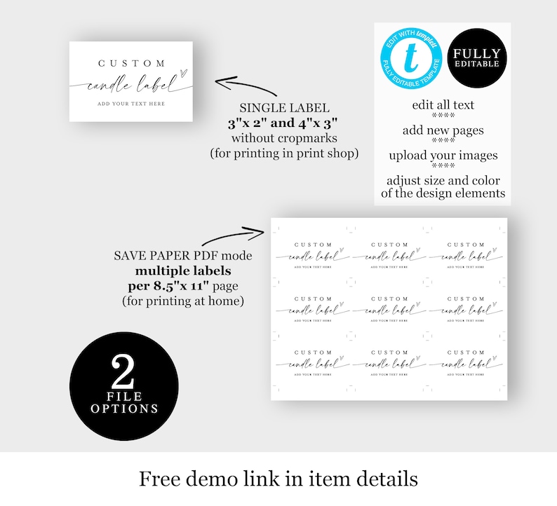 Custom Candle Label Template, Printable Sticker, Own Text on Candle ...
