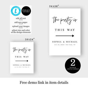 Printable Wedding This Way Sign Template, Instant Download, Party, Edit ...