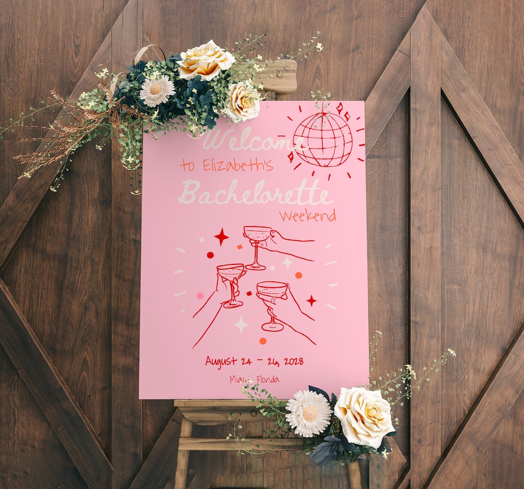 Editable Bachelorette Party Welcome Sign, Funky Colorful Bachelorette ...