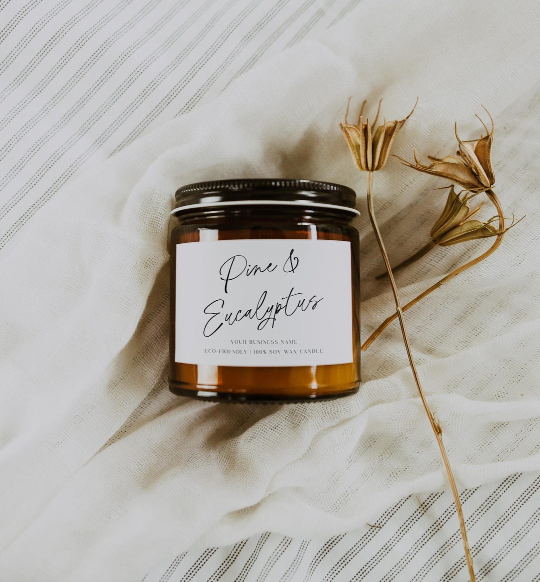 Custom Candle Label Template, Printable Sticker, Own Text on Candle ...