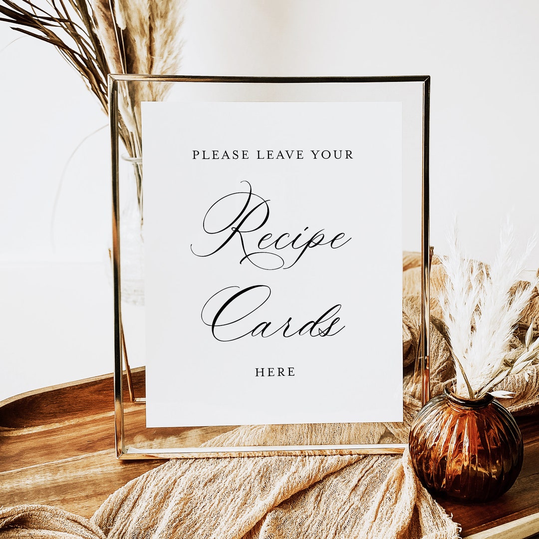 Recipe Card Sign, Leave Your Recipe Cards Here, Recipe Card Bridal ...