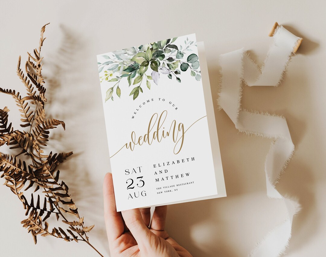 Printable Program Template, Folded, Wedding Ceremony, Templett, Instant ...