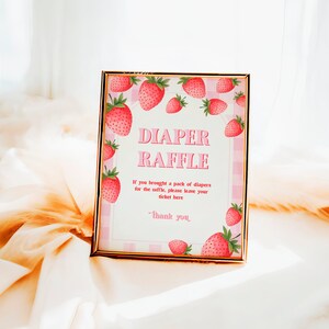 Strawberry Diaper Raffle Sign, Diaper Raffle Printable Sign, Berry ...