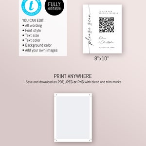 Wedding Program QR Code Sign, Scannable QR Code Sign, Digital Wedding ...