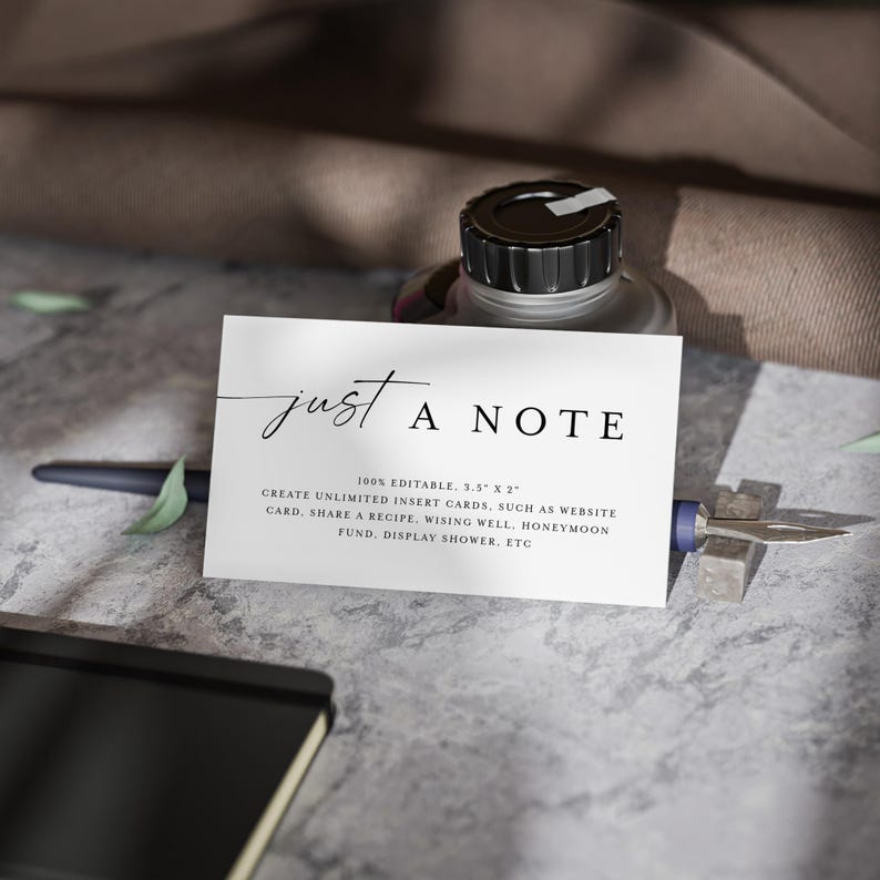 Just a Note Wedding Insert Cards, Printed Enclosure Cards 3.5x2 ...