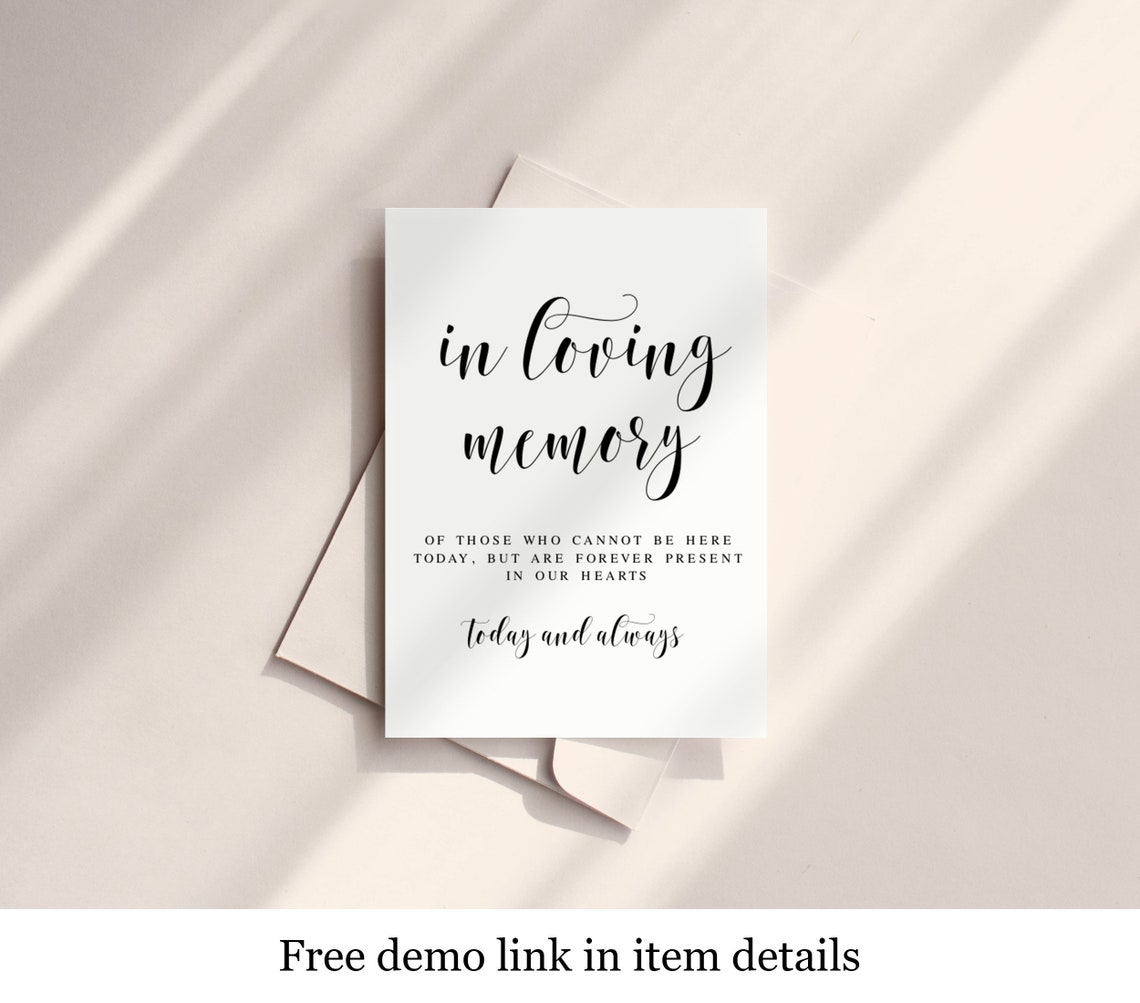 Printable in Loving Memory Sign Template Fully Editable - Etsy