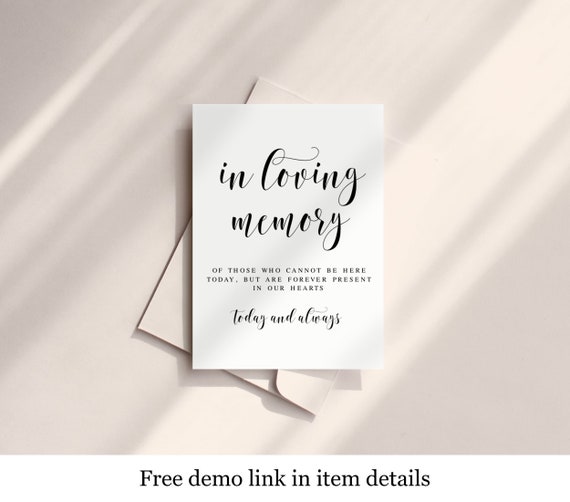 Printable in Loving Memory Sign Template Fully Editable - Etsy