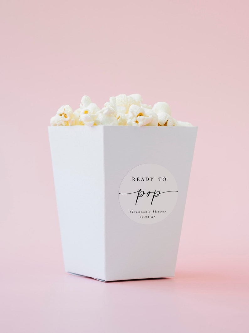 Ready to Pop Baby Shower Tag, Popcorn Favor Tag or Sticker, About to ...