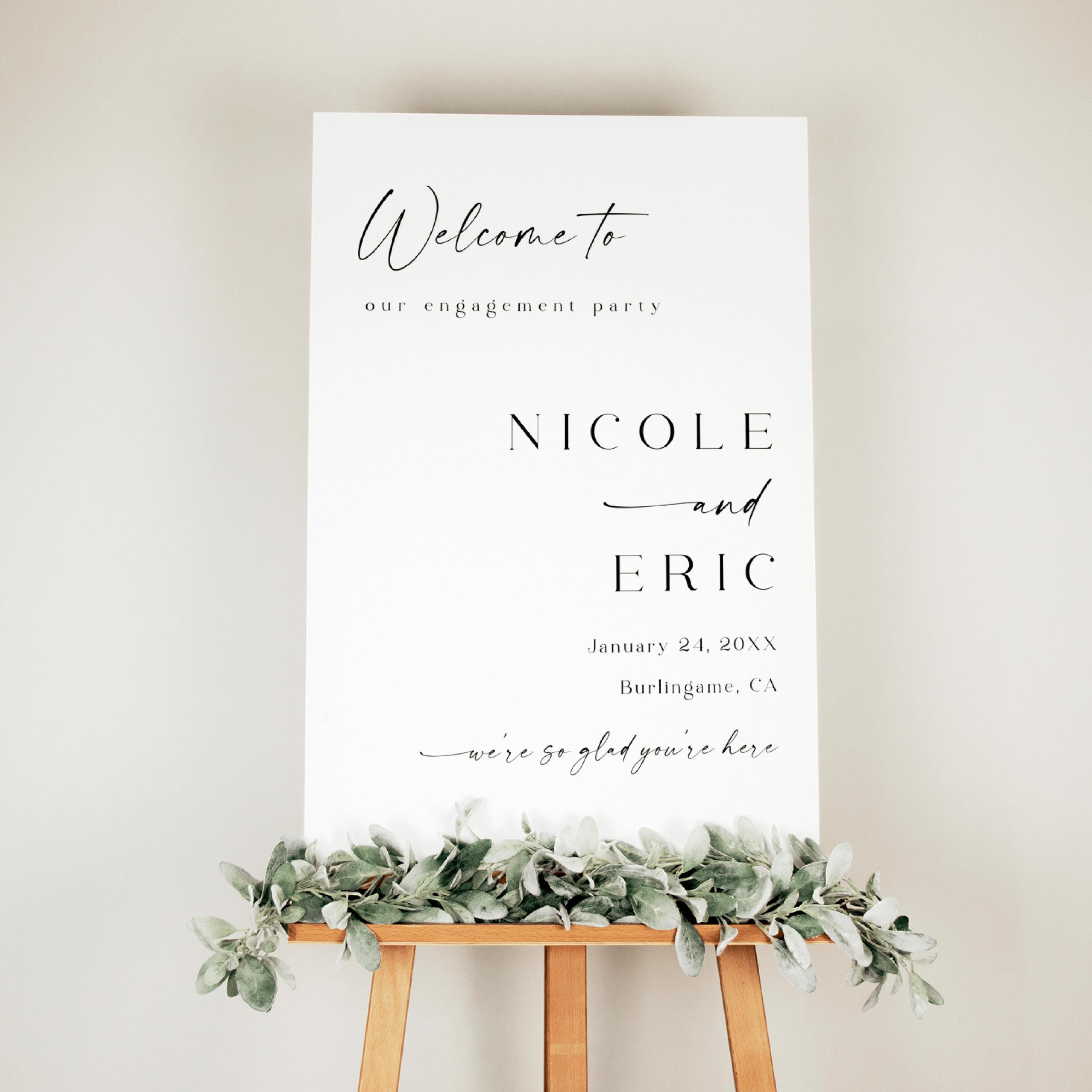 They're Engaged Sign, Canva Welcome Sign Template, Printable Engagement ...