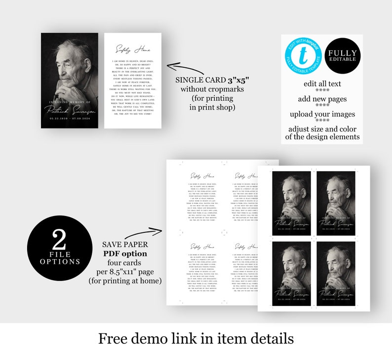 Templett Memorial Prayer Card Template in Loving Memory Card - Etsy