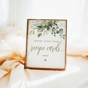 Instant Download Place Recipe Card Here Sign, Bridal Shower Sign ...