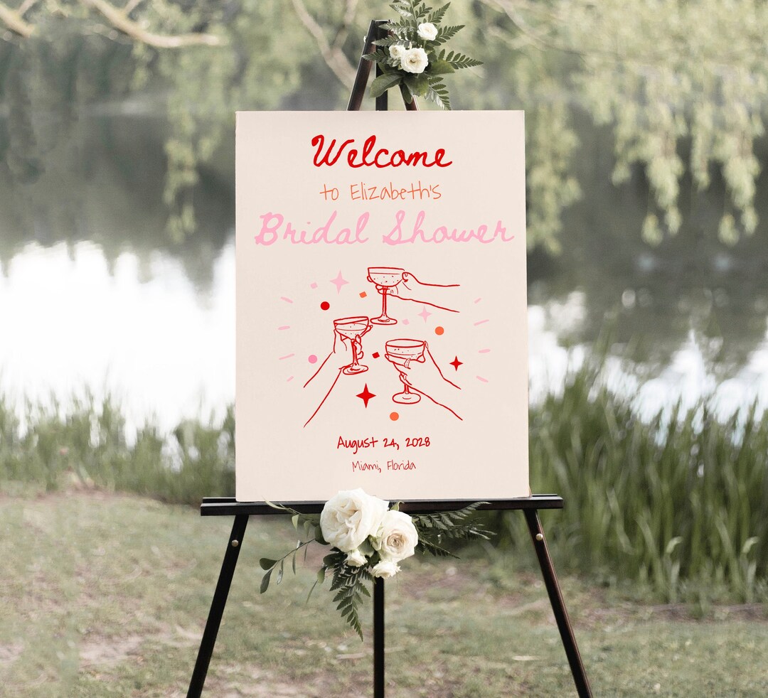 Champagne Welcome Sign, Champagne Bridal Shower Sign, Hand Drawn ...