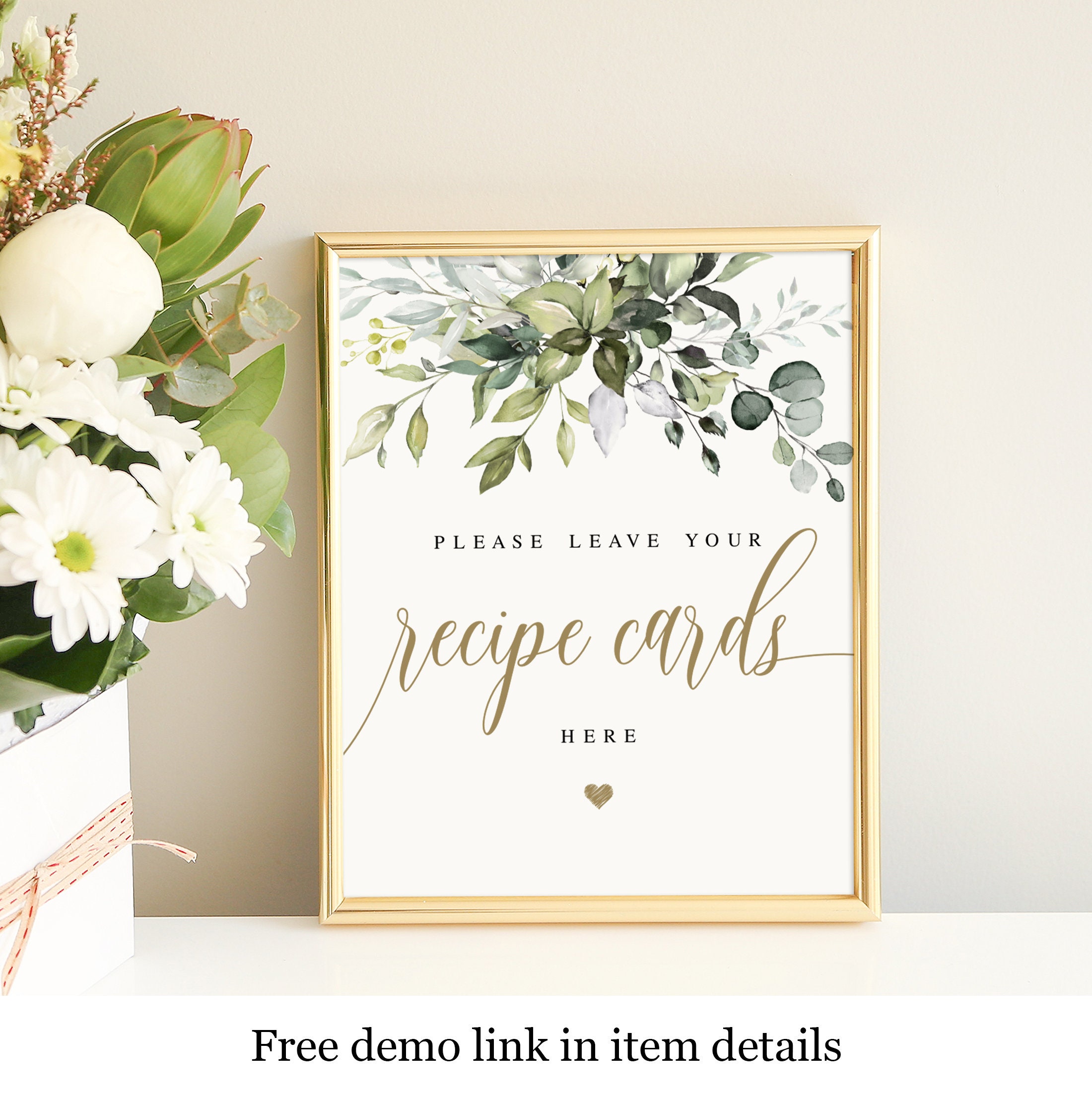 Instant Download Place Recipe Card Here Sign Bridal Shower - Etsy