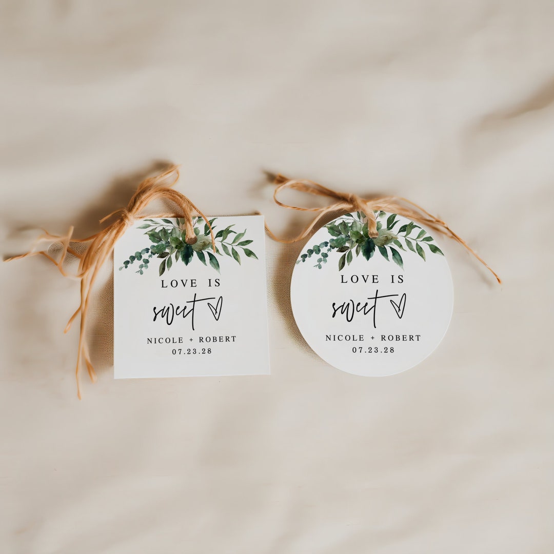 Love is Sweet Favor Label Template, Circle Gift Tags, Bridal Shower ...