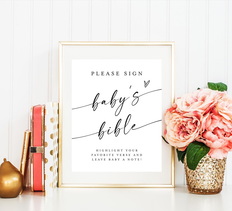 Baby's Bible Sign Template, Please Sign Babys First Bible, Editable ...